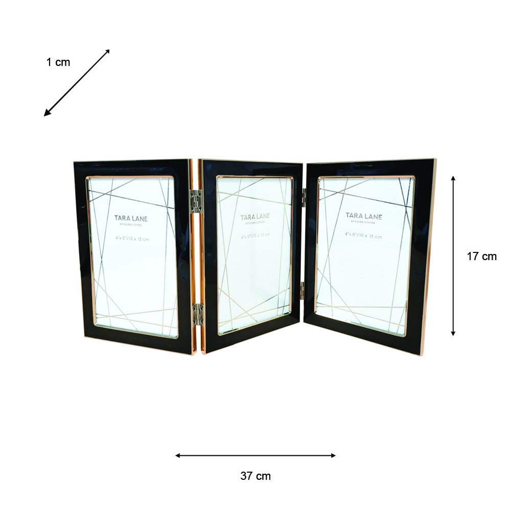 Ella folding photo frame black/gold 4 x 6