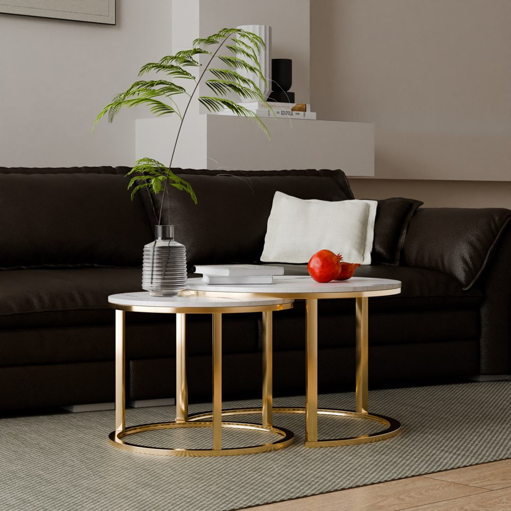 Vienna s/2 marble coffee tables