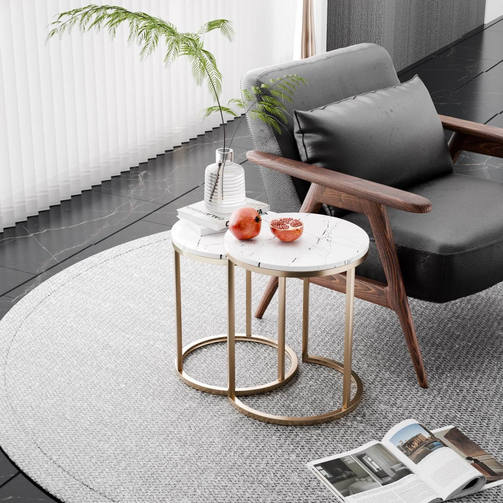 Vienna s/2 marble side tables